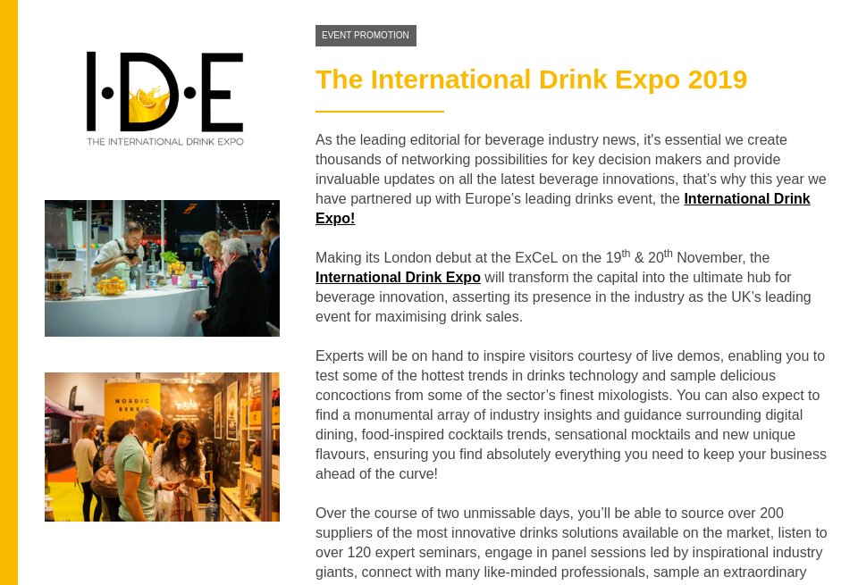 Event: The International Drink Expo 2019 - Inside Drinks | Issue 30 ...