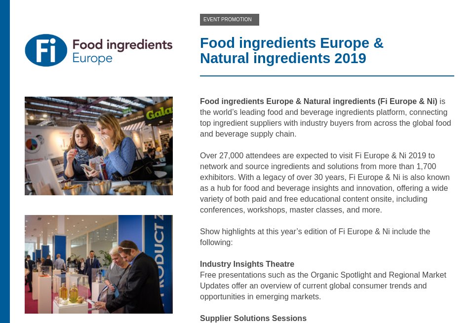 Event: Food ingredients Europe & Natural ingredients 2019 - Inside Drinks | Issue 31 | October 2019