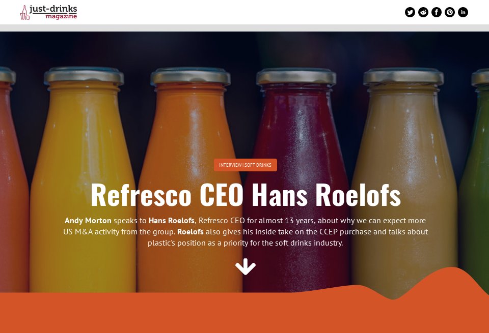 Refresco CEO Hans Roelofs - just-drinks magazine | Issue 33 | April 2020