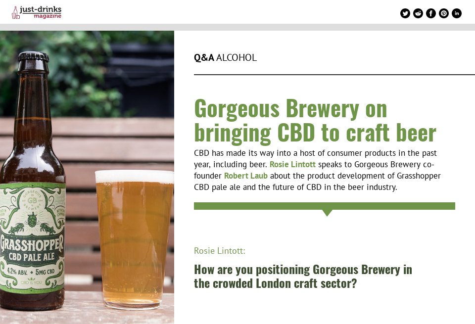 Gorgeous Brewery on bringing CBD to craft beer - just-drinks magazine ...