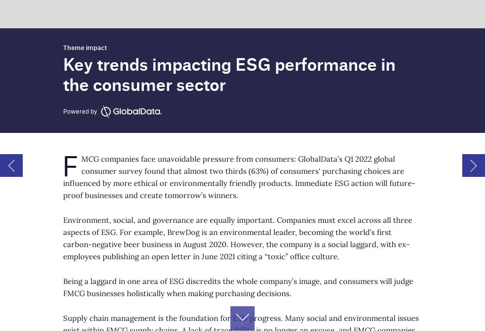 Key trends impacting ESG performance in the consumer goods sector ...