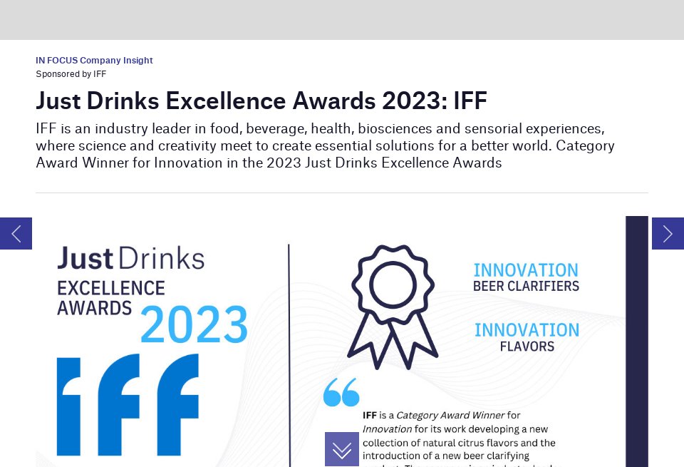 Excellence Awards 2023: IFF - Just Drinks magazine | Issue 47 | November 2023